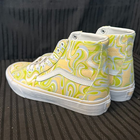 Vans | Shoes | Vans Womens Sk8hi Tapered Swirl Lime Green Cream Canvas ...